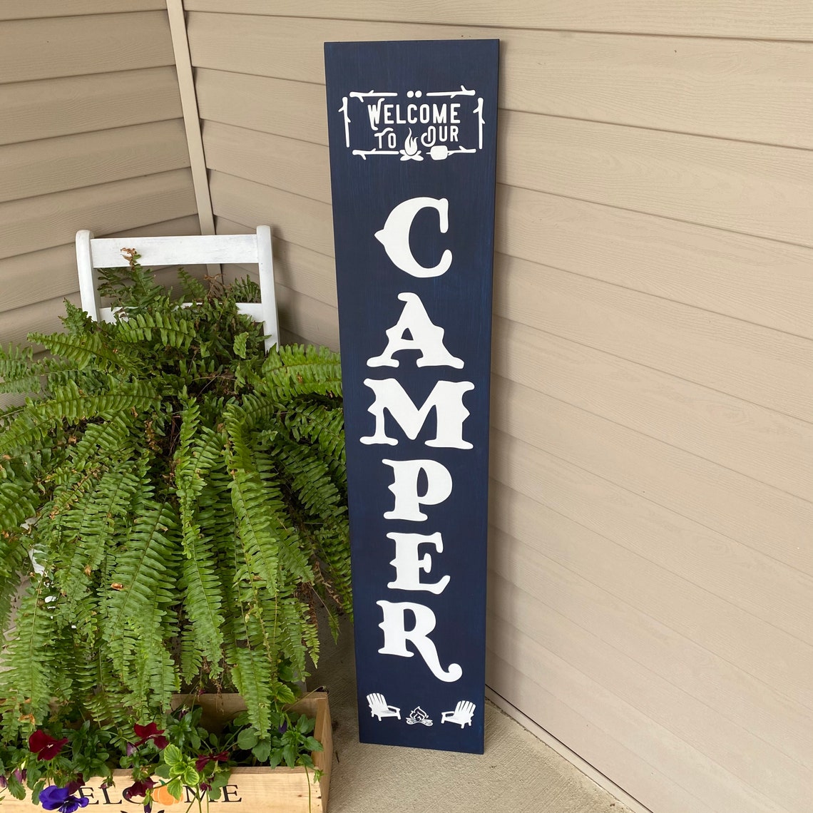 Camper Welcome Sign Welcome to Our Camper Sign Leaning - Etsy