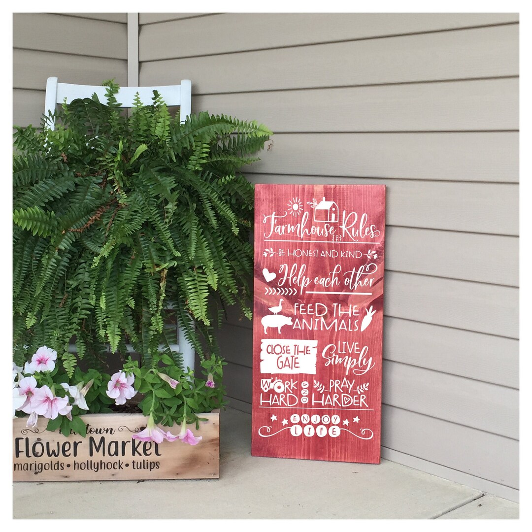 Porch Sign, Farmhouse Rules Sign, Front Porch Decor, Wood Sign ...
