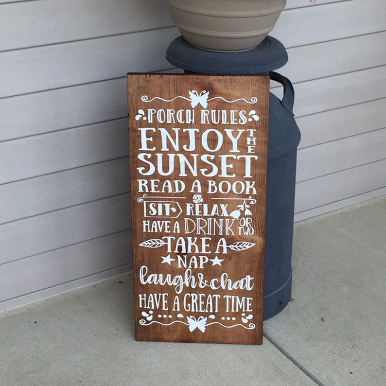 Hand Painted Farmhouse Porch Rules Sign, Rustic Wood Decor - Etsy