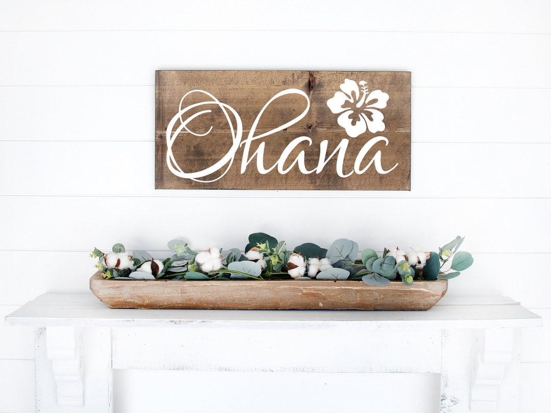 Ohana Wood Sign | Rustic Hawaiian Decor With Hibiscus - Etsy