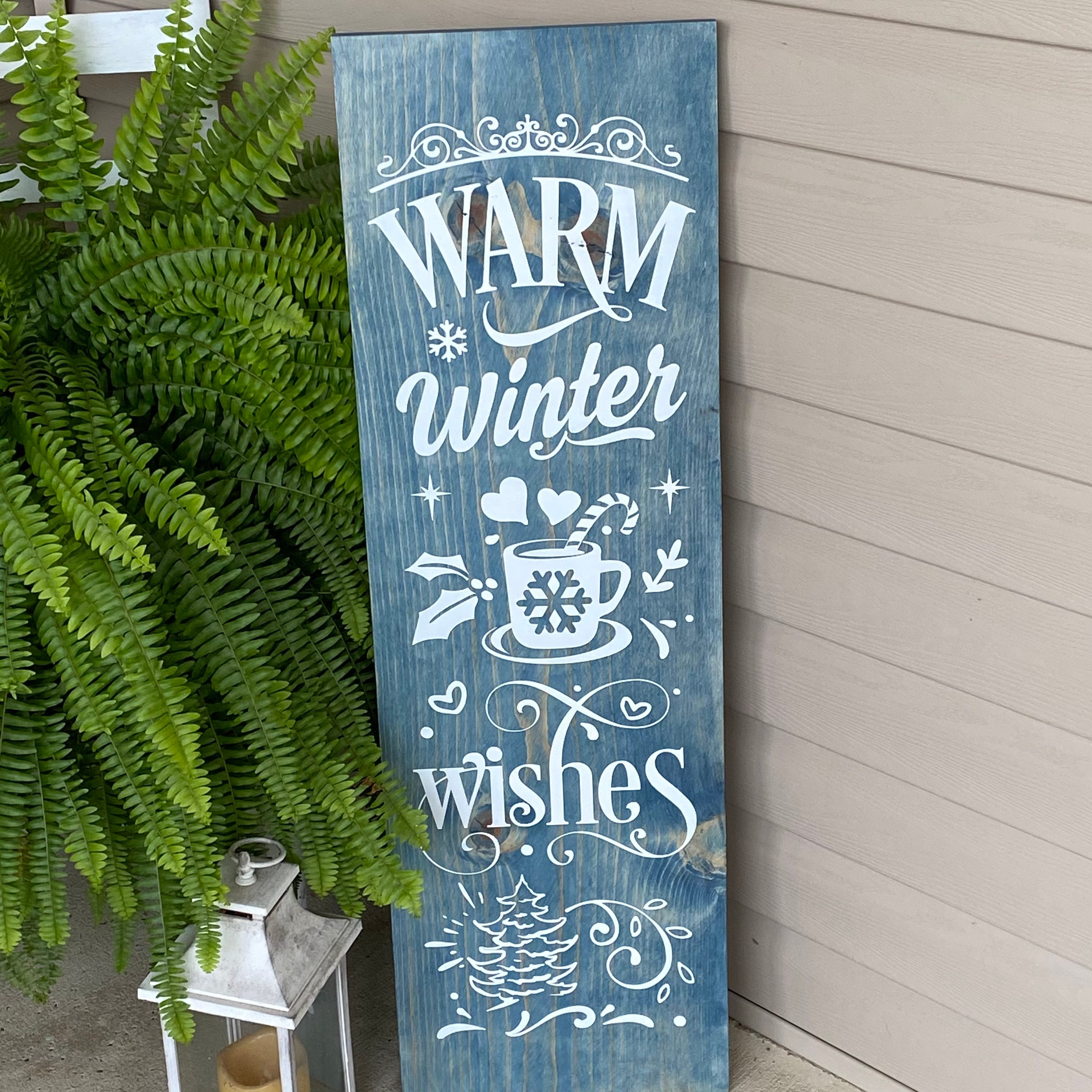 Winter Porch Sign Warm Winter Wishes Christmas Sign Welcome | Etsy