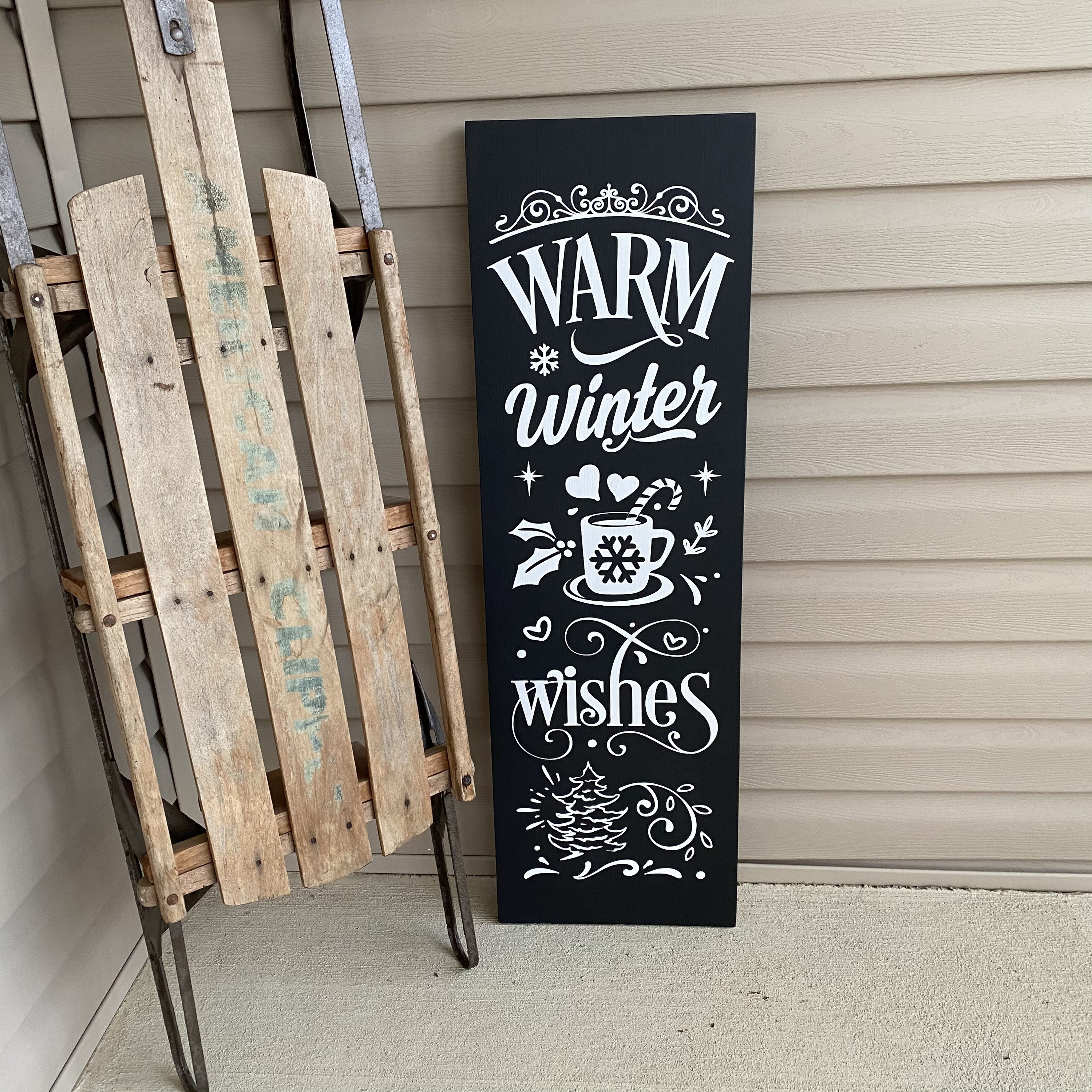 Winter Porch Sign Warm Winter Wishes Christmas Sign Welcome | Etsy