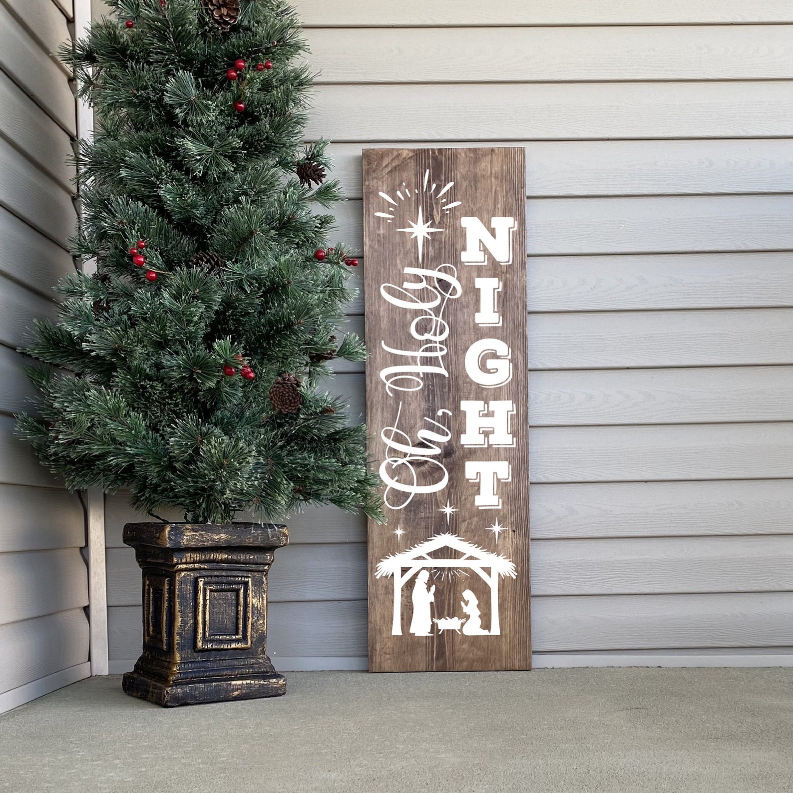 Porch Sign Christmas Sign Oh Holy Night Sign Welcome Sign - Etsy