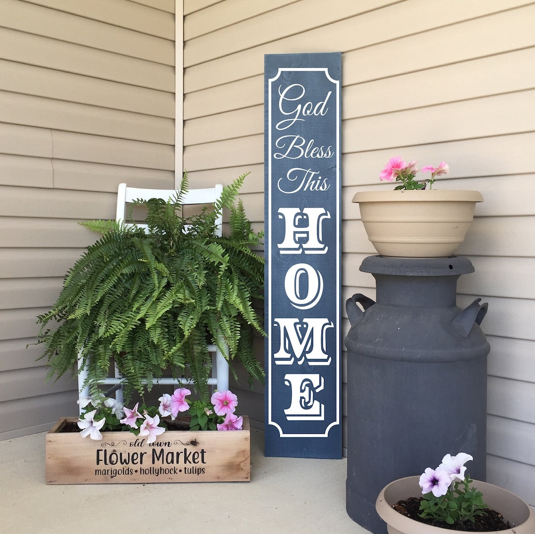 God Bless This Home Porch Welcome Leaner Sign, Front Porch Decor ...