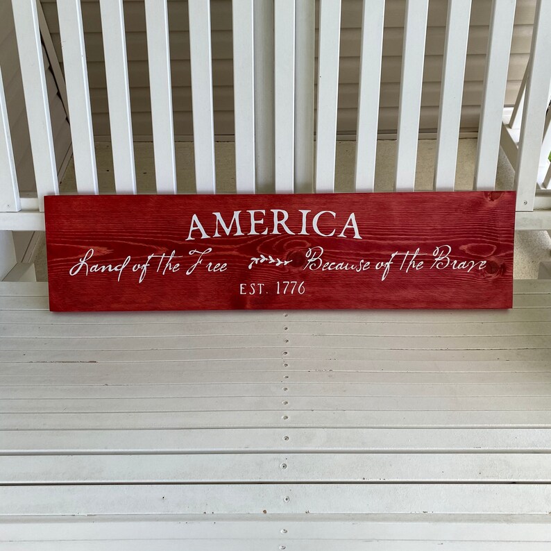 America Sign Wood Sign Land of the Free Because of the - Etsy