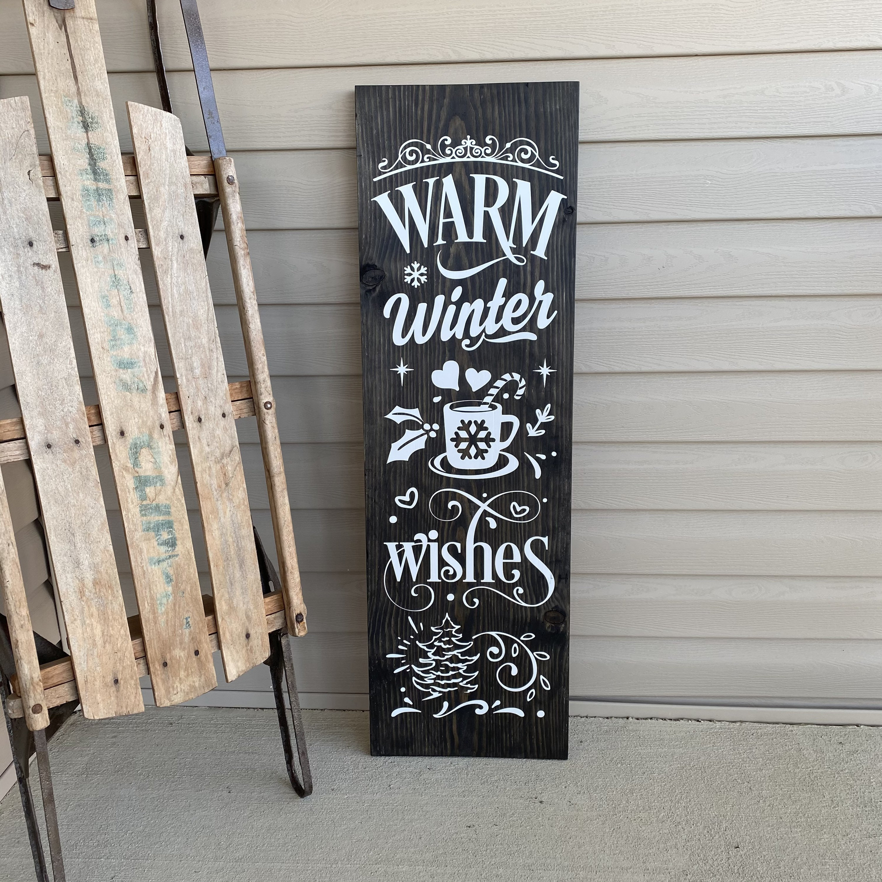 Winter Porch Sign Warm Winter Wishes Christmas Sign Welcome | Etsy