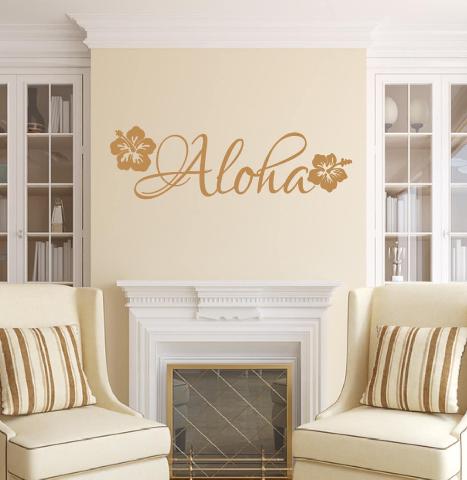 Aloha Vinyl Wall Decal Beach Decal Flower Wall Decal | Etsy