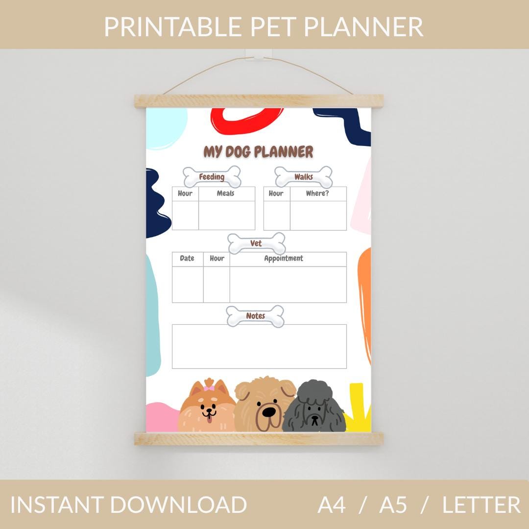 Pet Care Planner Printable | Dog Planner PDF | Puppy Care Tracker ...