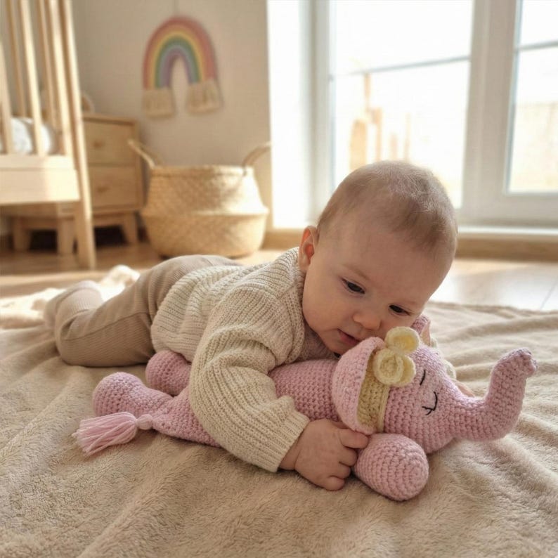 Crochet Elephant Pattern PDF – Sleepy Elephant Snuggler – Amigurumi ...
