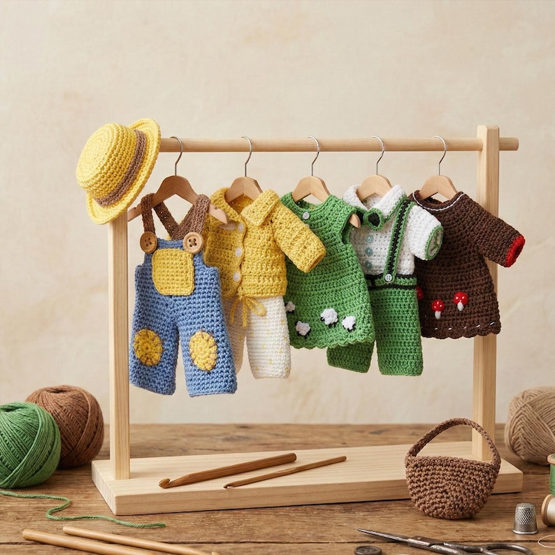 Mini Crochet Doll Wardrobe Pattern | Crochet Clothes for 6–7 Inch Toys ...