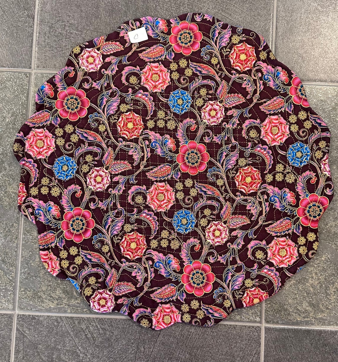 Floral Scalloped Quilted Table Topper - 16" Round - Etsy