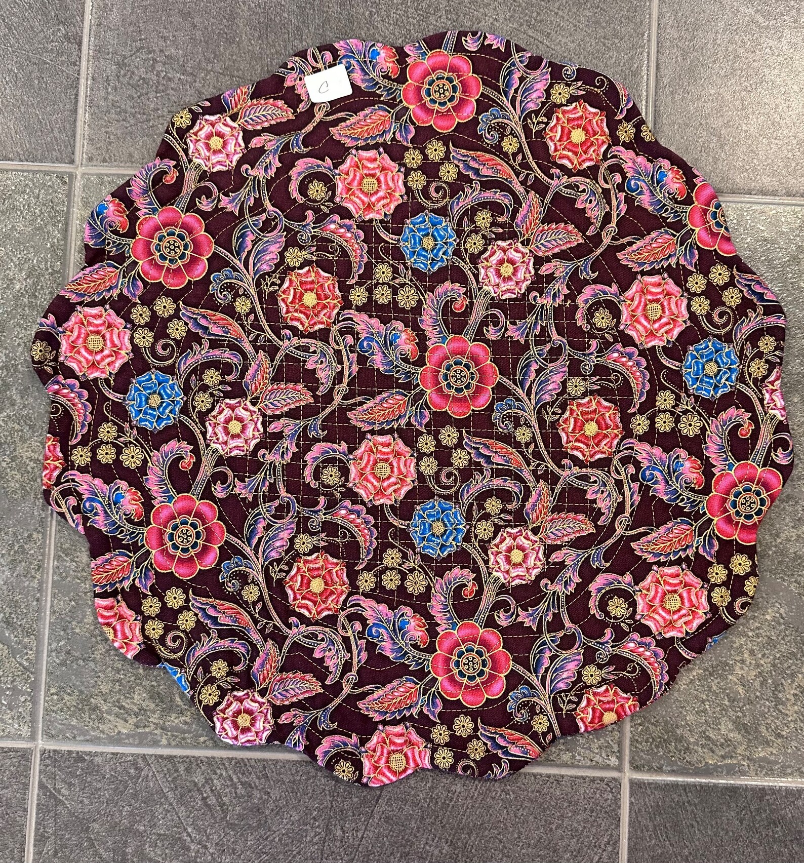 Floral Scalloped Quilted Table Topper - 16" Round - Etsy
