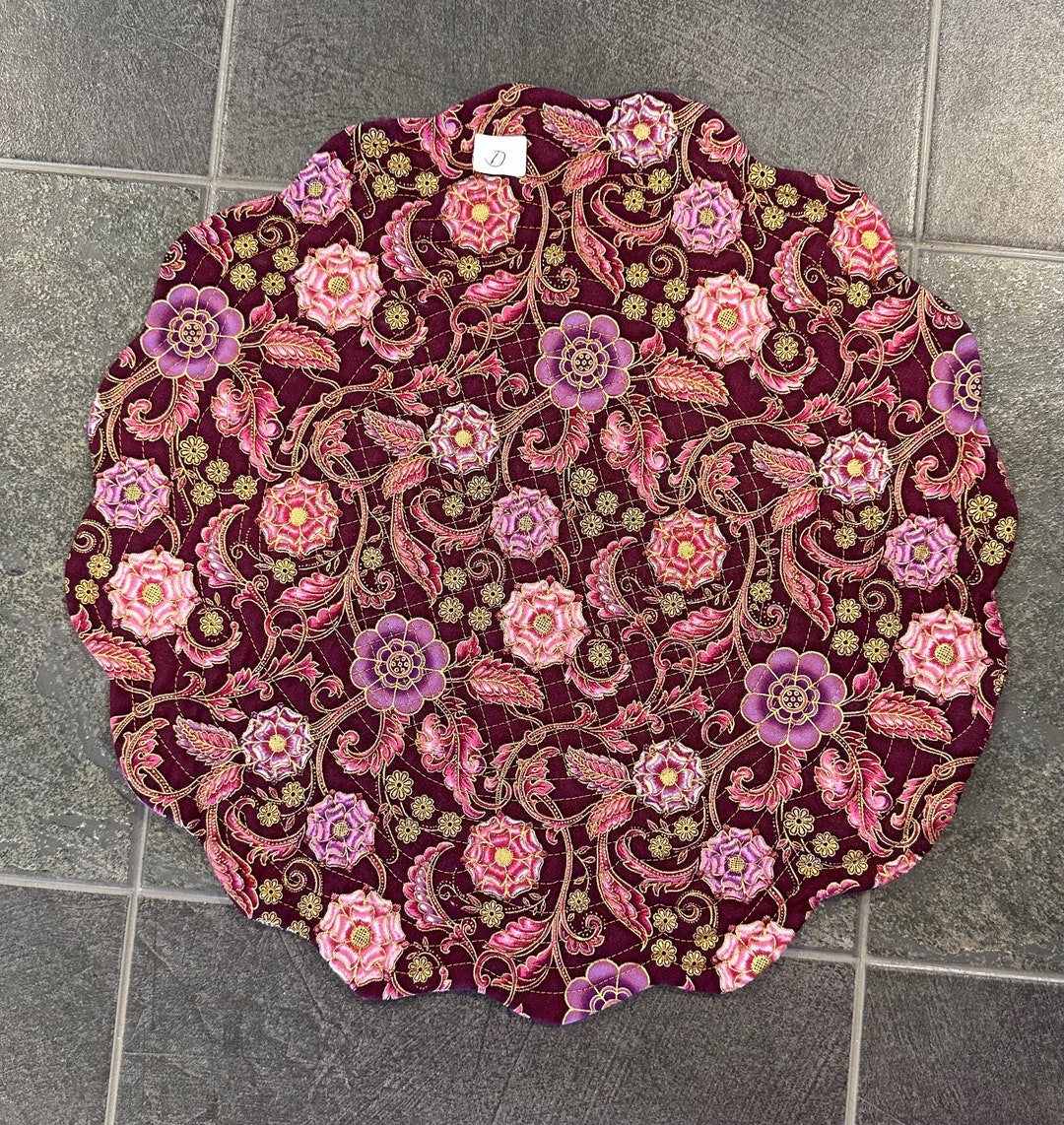 Floral Scalloped Quilted Table Topper - 16" Round - Etsy