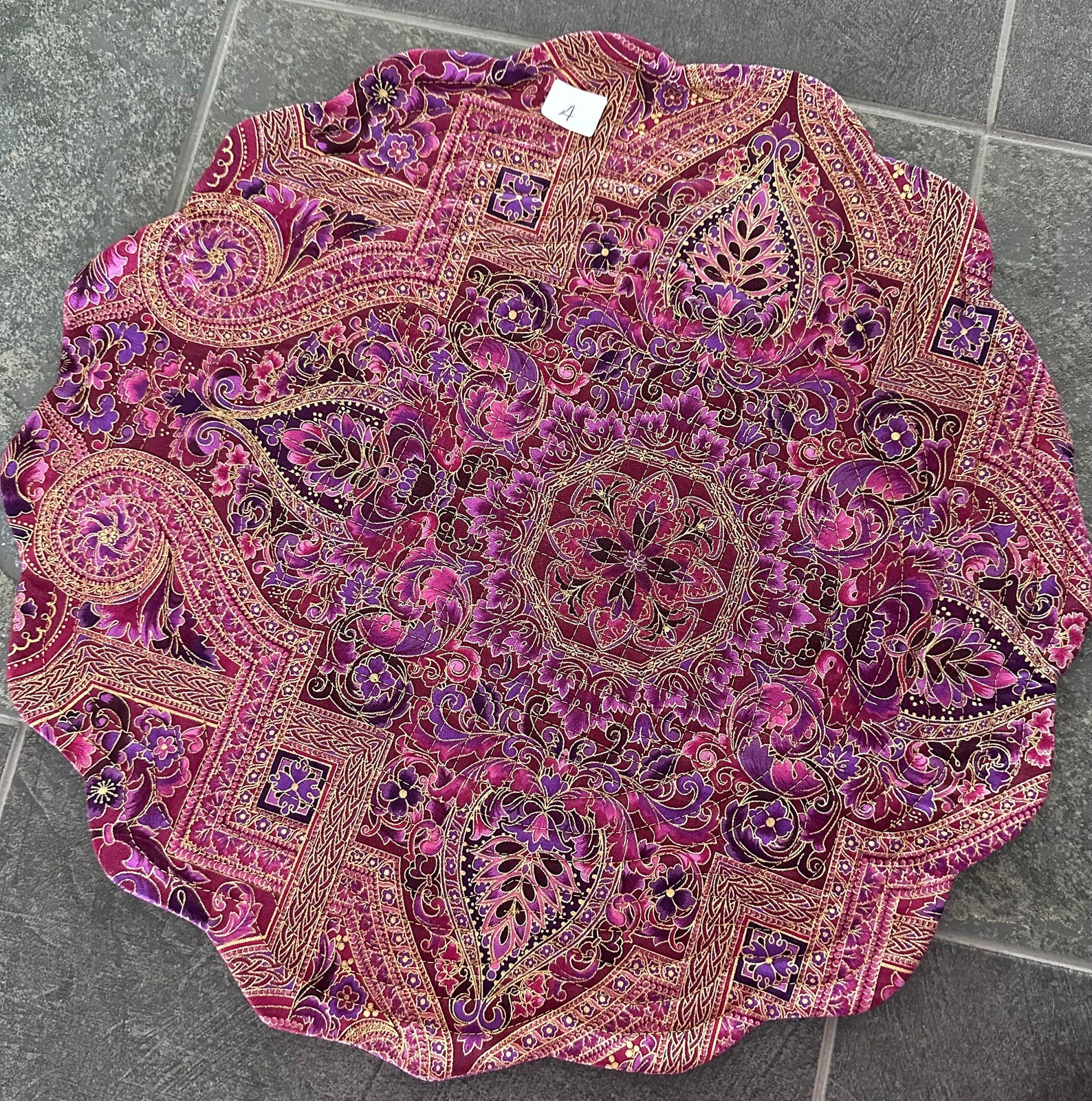 Floral Scalloped Quilted Table Topper - 16" Round - Etsy