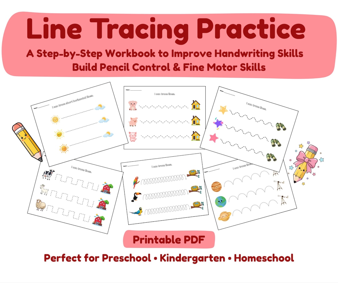 Line Tracing Practice Worksheet, Fine Motor Activity (PDF) - Etsy