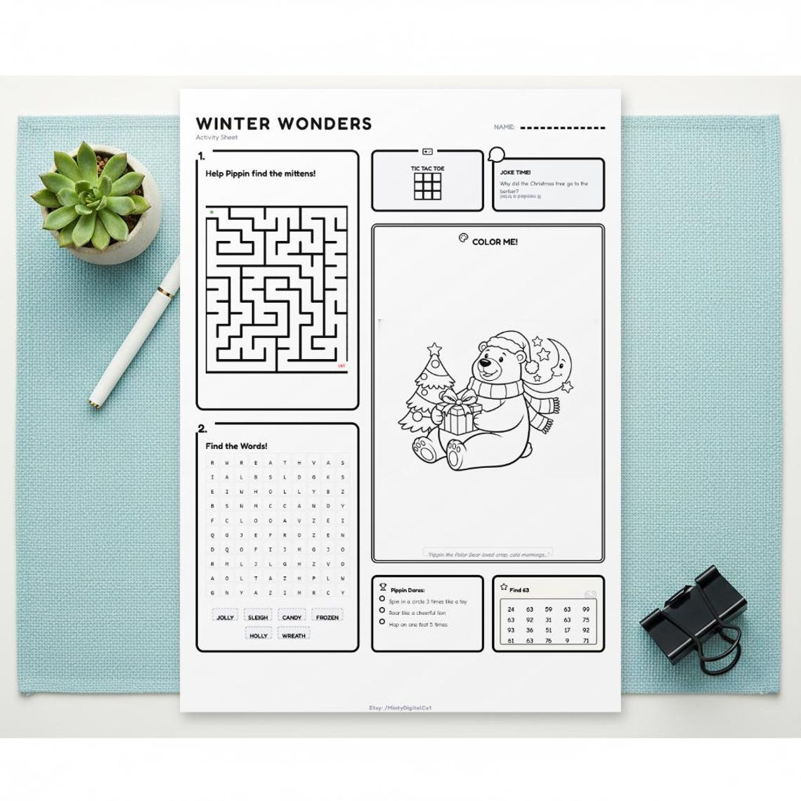 Winter Wonders Activity Sheet | Kids Christmas Printable Games | Fun ...