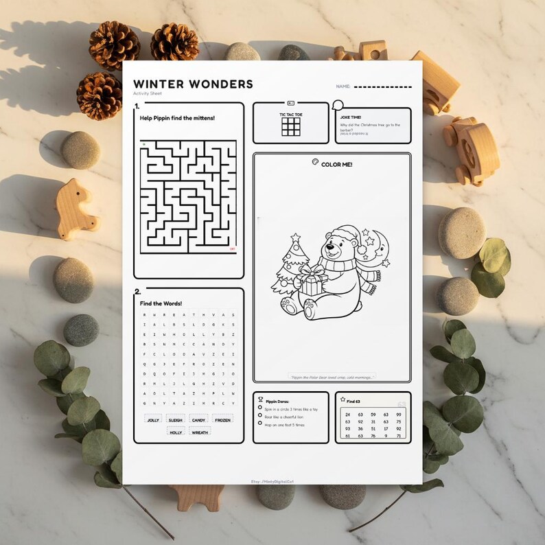Winter Wonders Activity Sheet | Kids Christmas Printable Games | Fun ...