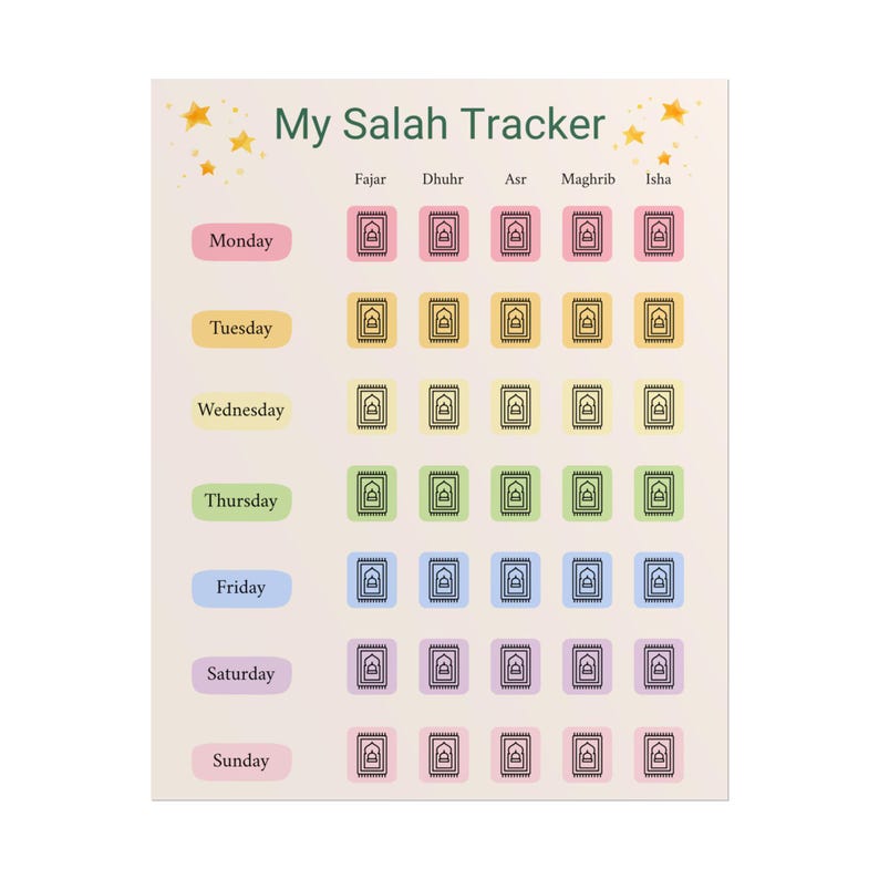 Islamic Salah Tracker Printable | Daily Prayer Tracker PDF | Salah ...