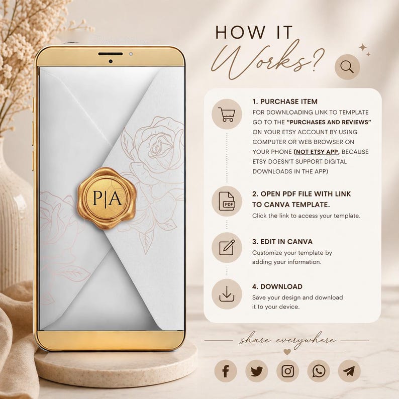 Gold Wedding Invitation Video Canva Template | Black Text Animated ...