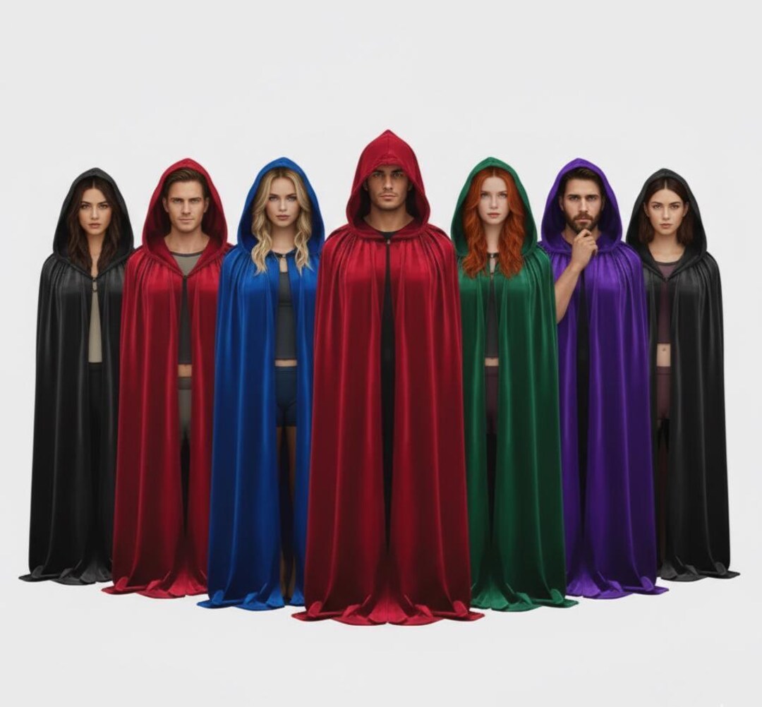 Velvet Hooded Cloaks Medieval Fantasy Cape Matching Hood Gothic ...