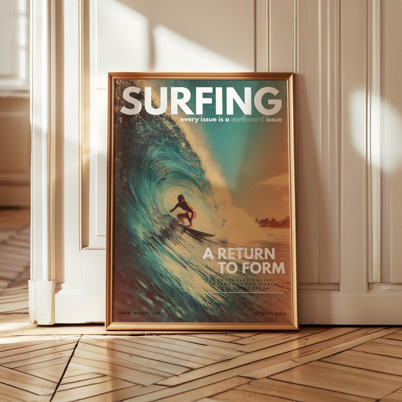 Vintage Surfing Magazine Cover Poster, Retro 2004 Surf Wall Art ...