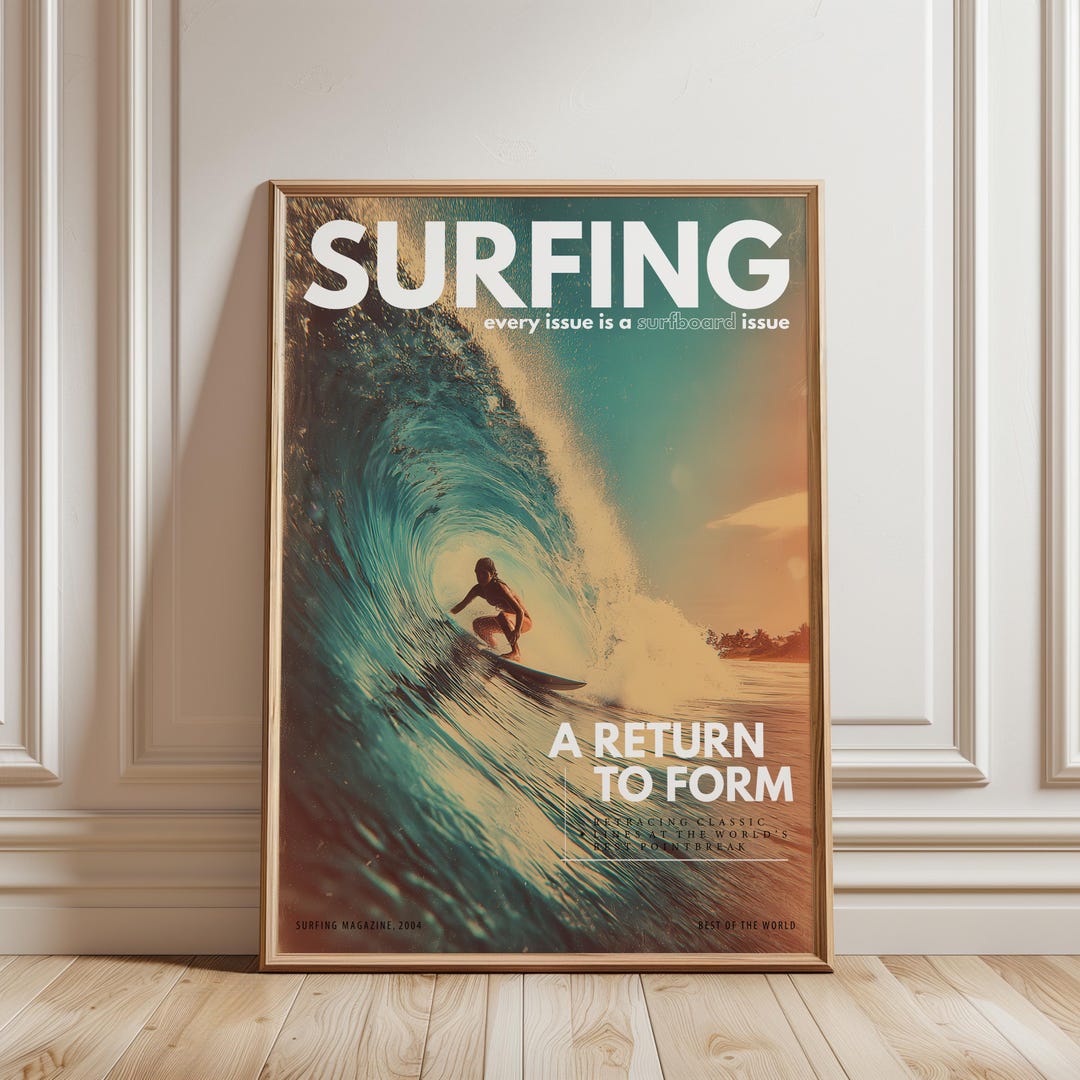 Vintage Surfing Magazine Cover Poster, Retro 2004 Surf Wall Art ...