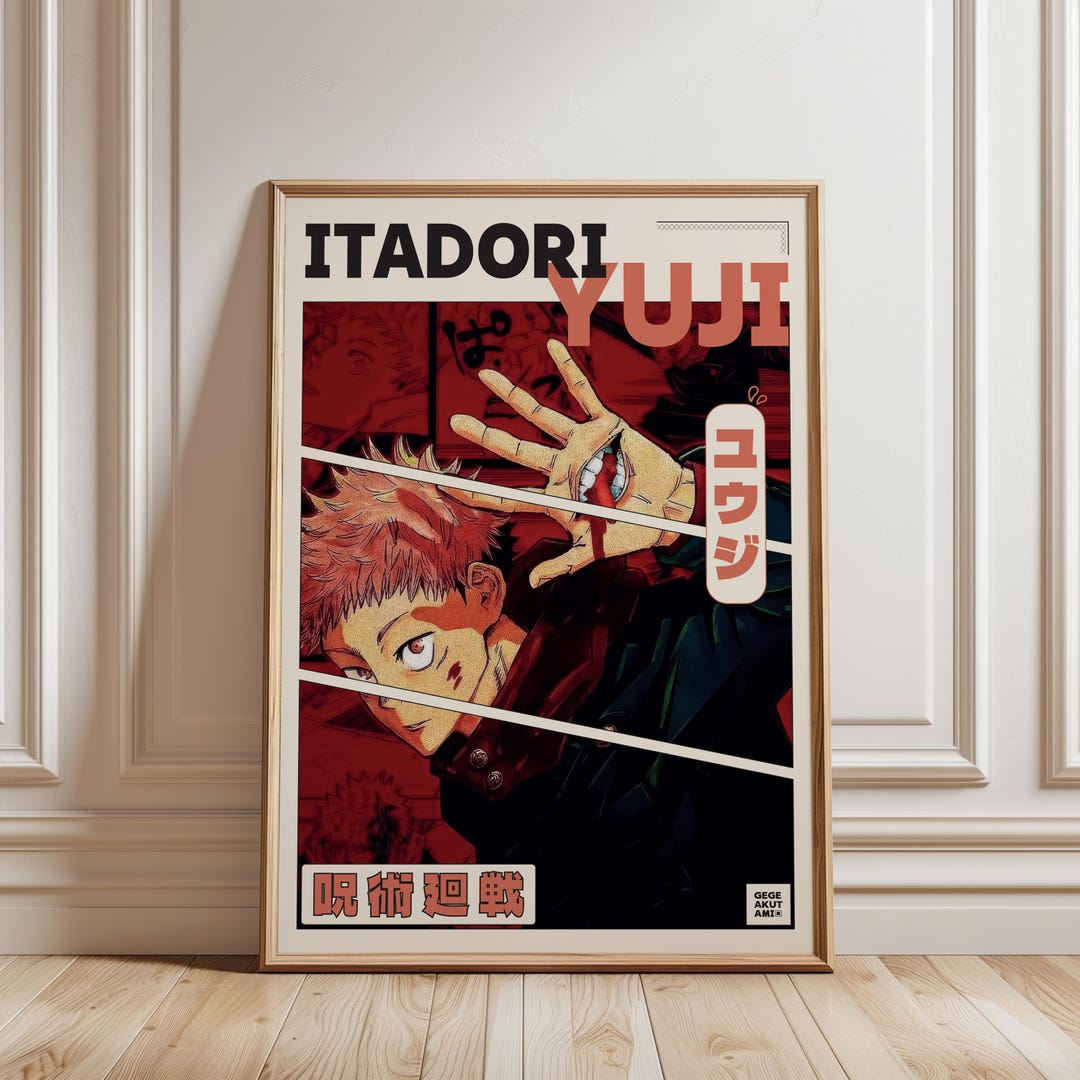 Yuji Itadori Anime Wall Art Print, Jujutsu Kaisen Character ...