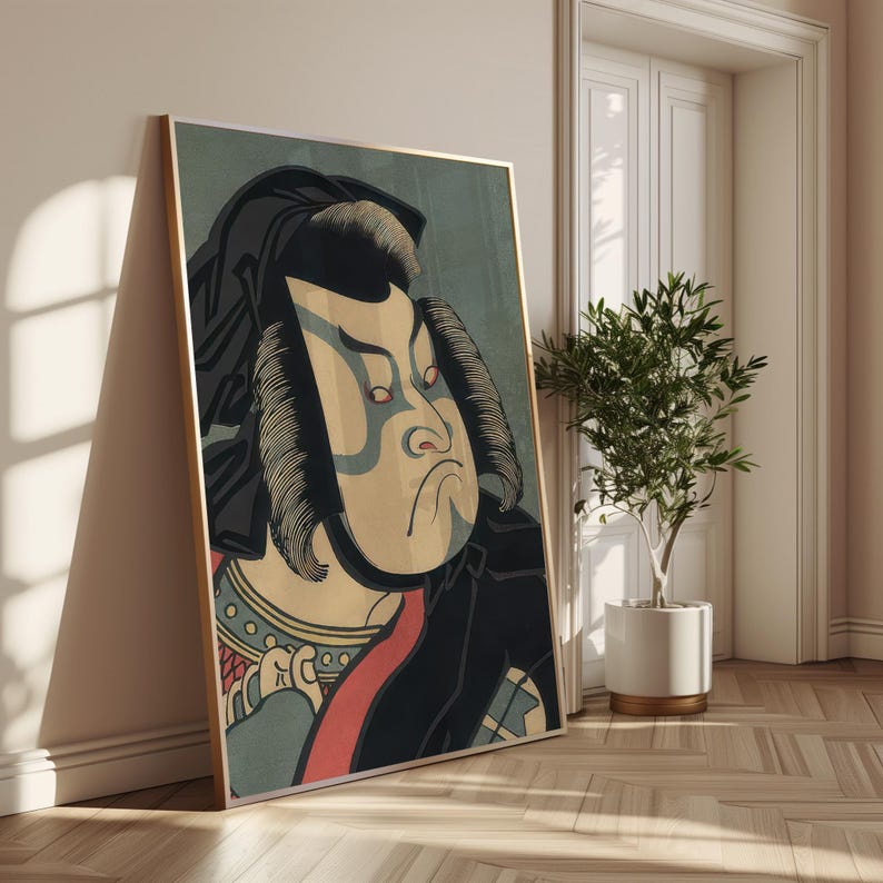 Kabuki Actor Portrait Poster, Japanese Ukiyo-e Wall Art, Traditional ...