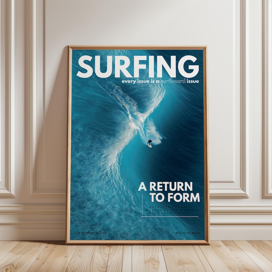 Surfing Wall Art Poster, Ocean Wave Photography Print, Coastal Surf ...