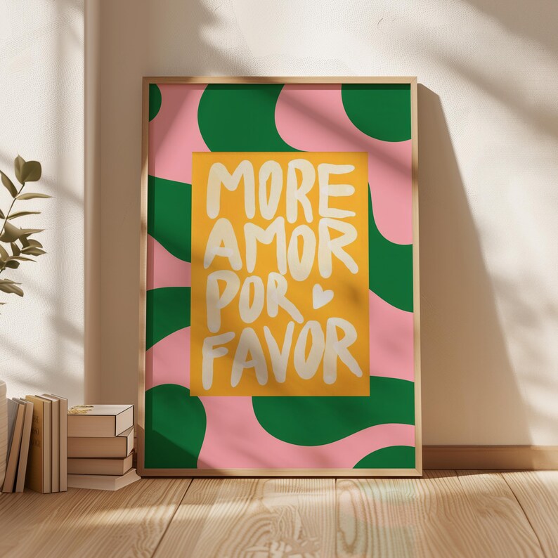 Póster "Más Amor Por Favor", impresión artística tipográfica de amor ...