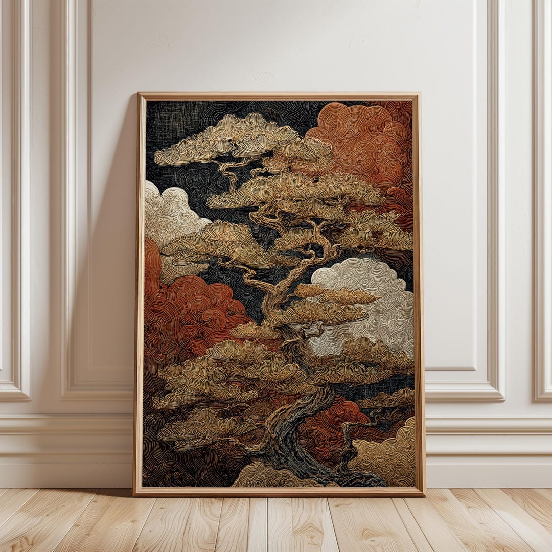Japanese Bonsai Tree Poster Print, Vintage Pine Tree Wall Art, Zen ...