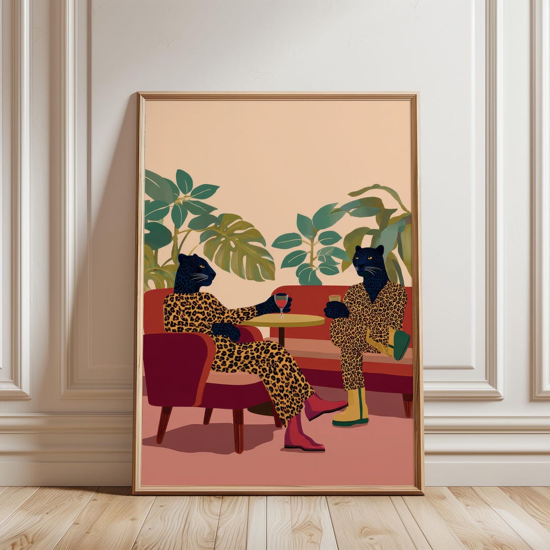 Panther Illustration Wall Decor, Stylish Animal Scene Poster ...