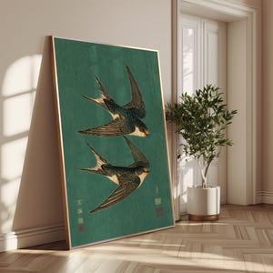 Japanese Swallow Bird Poster, Flying Birds Wall Art, Vintage Nature ...