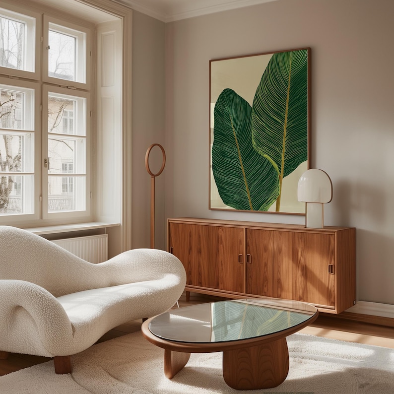 Tropical Green Leaf Botanical Poster, Banana Plant Wall Art, Large Leaf ...