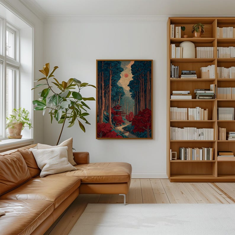 Mystic Forest Temple Poster, Japanese Inspired Nature Wall Decor ...