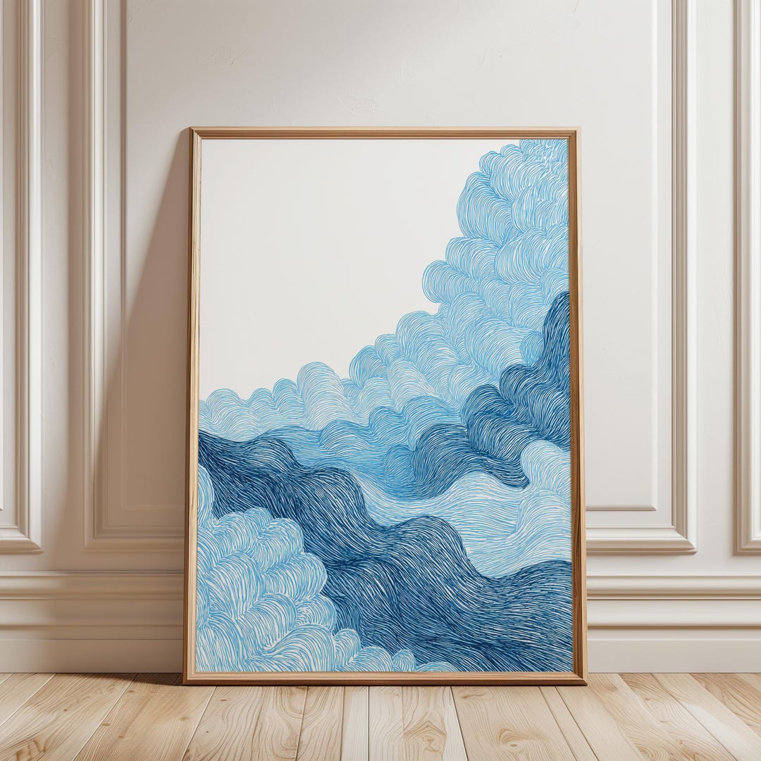 Abstract Ocean Wave Line Art, Surf Inspired Wall Art, Modern Coastal ...