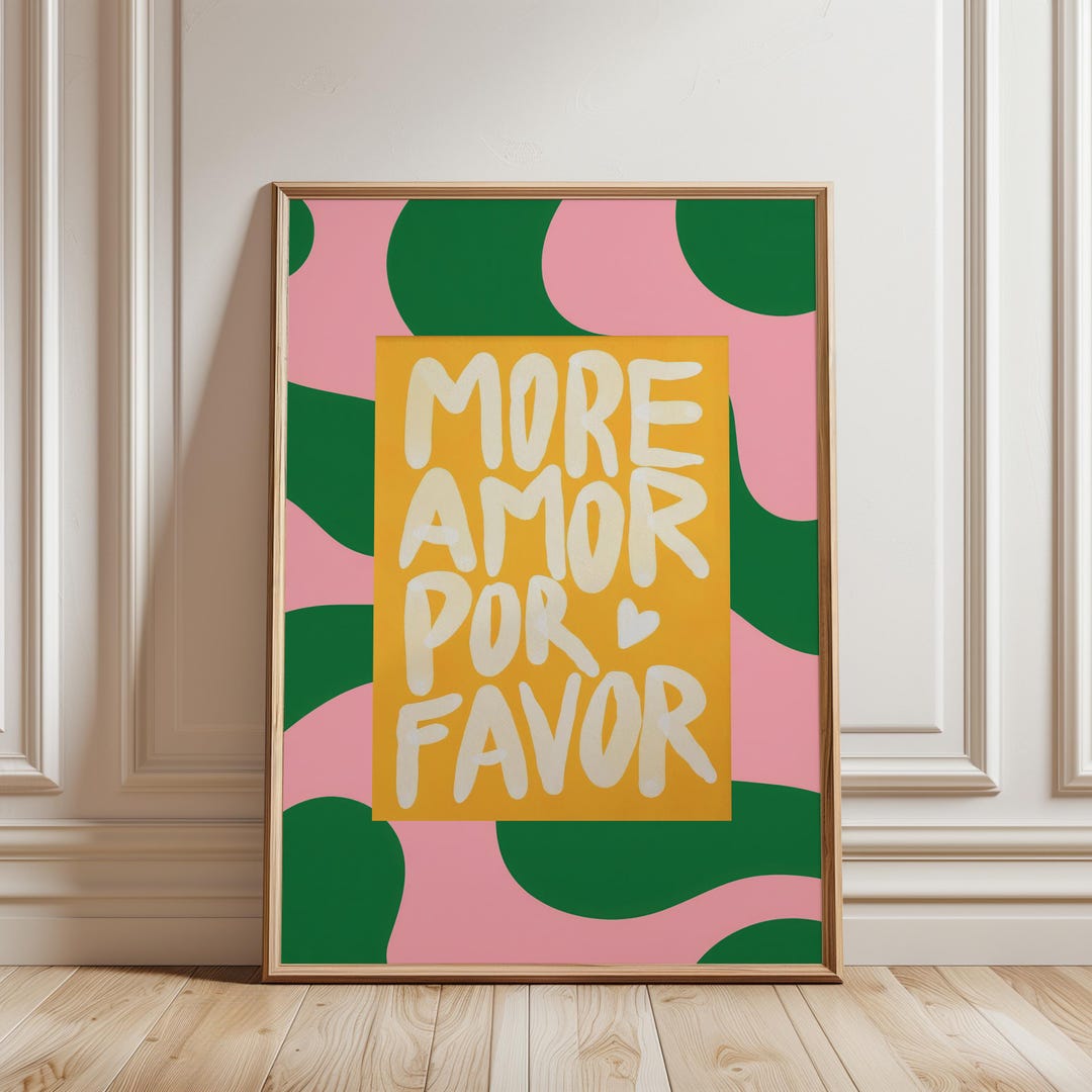 Póster "Más Amor Por Favor", impresión artística tipográfica de amor ...