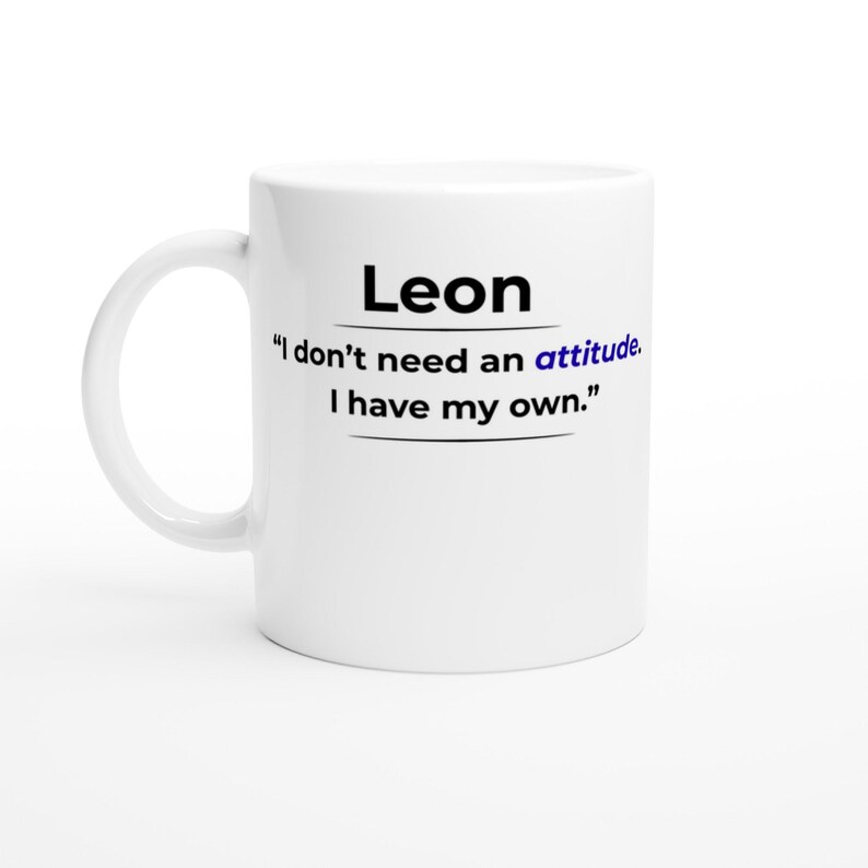 Leon Mug – Minimalist Personalized Name Design – Custom Coffee Cup for ...