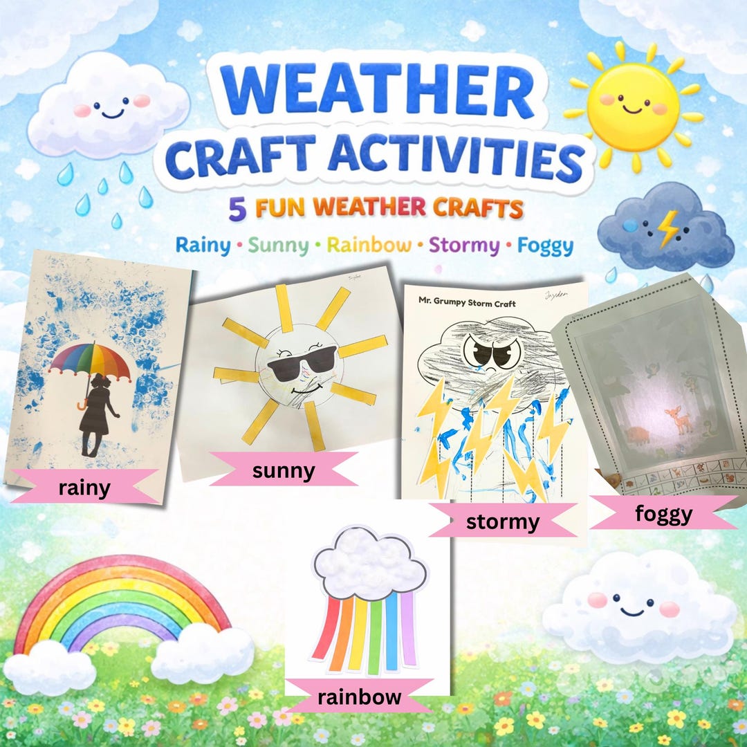 Weather Crafts Printable, Rainy Sunny Rainbow Stormy Foggy Activities ...