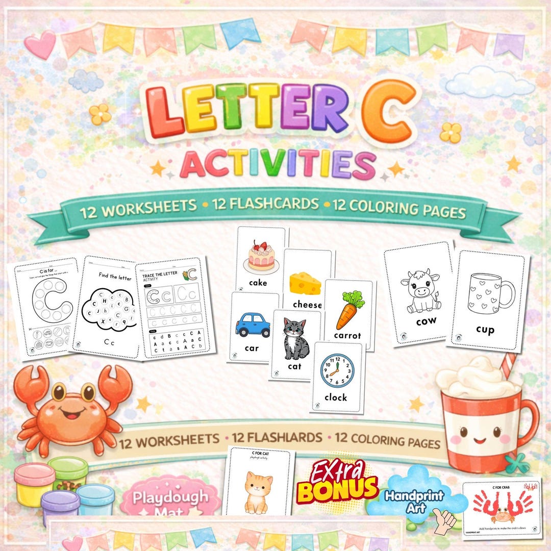 Letter C Activities Pack, Worksheets, Flashcards, Coloring Pages ...