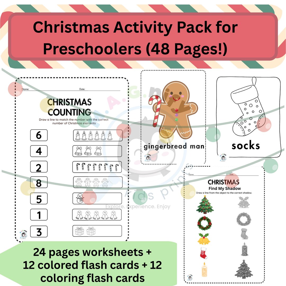 Christmas Preschool Activity Pack – Tracing, Counting (digital Download ...