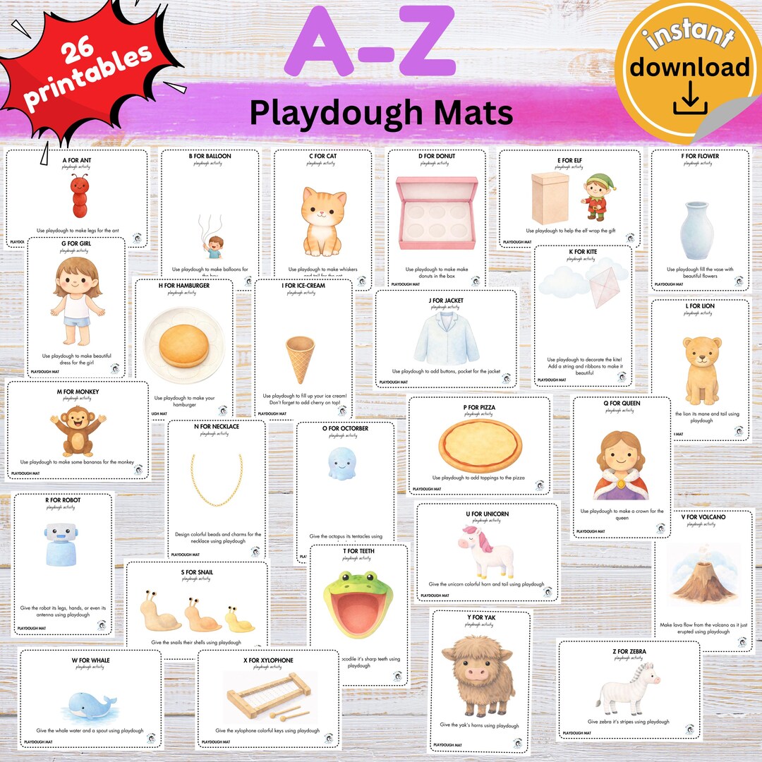 A–Z Playdough Mats for Kids | Alphabet Learning Printable | Preschool ...