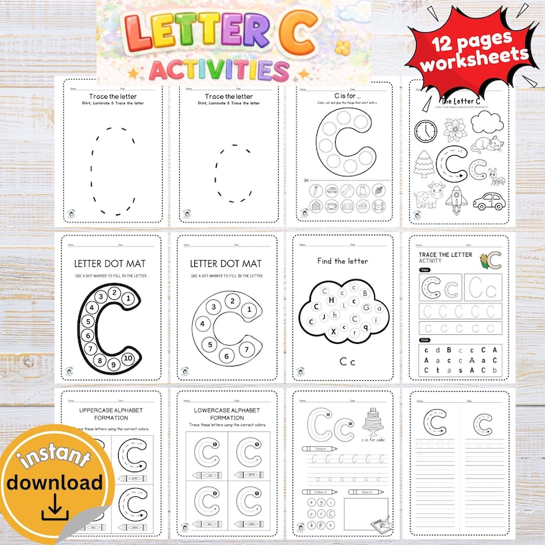 Letter C Activities Pack, Worksheets, Flashcards, Coloring Pages ...