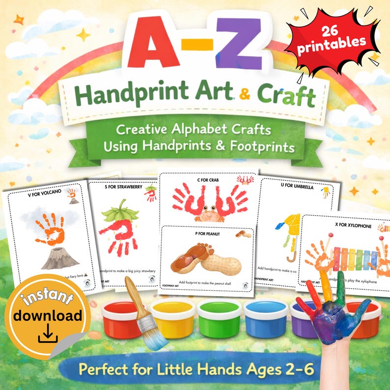 Alphabet Handprint and Footprint Art Printable | ABC Craft for ...