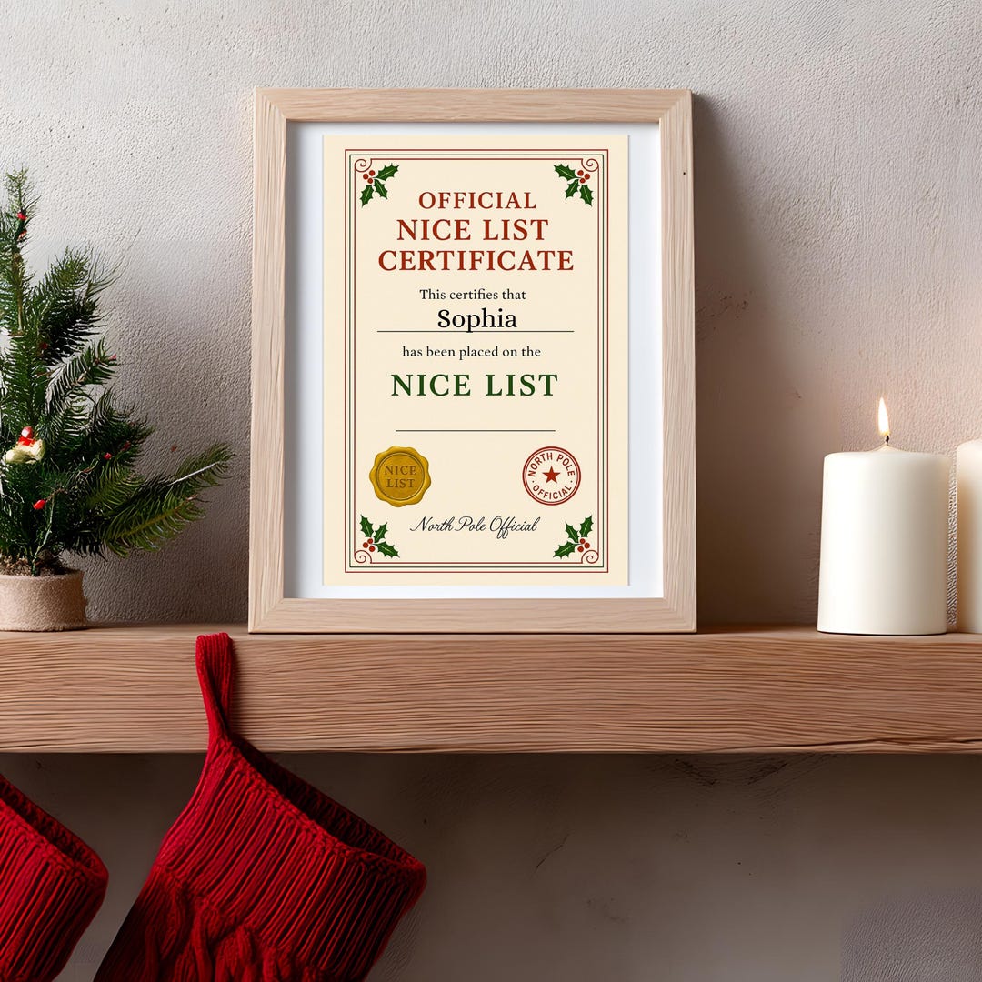 Editable Nice List Certificate | Christmas Printable Canva Template ...
