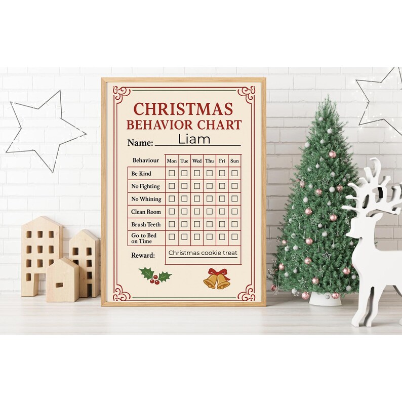 Editable Christmas Behaviour Chart | Kids Reward Chart | Printable | A4 ...