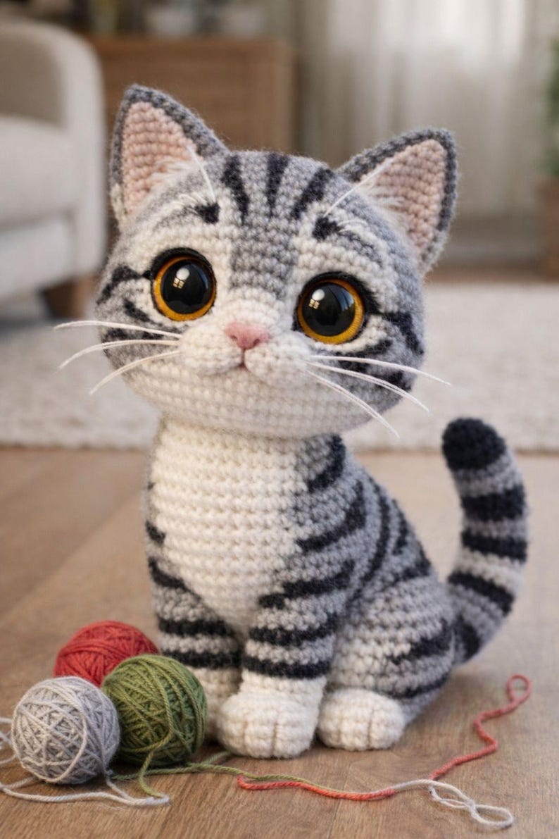 Crochet Cat Amigurumi Pattern PDF, Cute Realistic Kitten Plush ...