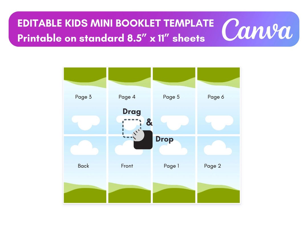 Booklet Canva Editable Template, Kids Mini Coloring Book, Fold Book ...