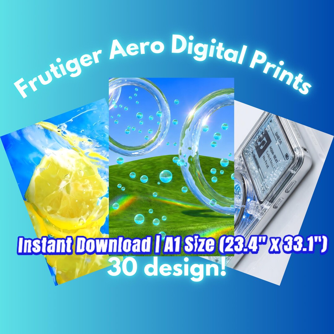 30 Frutiger Aero Poster Pack // Y2K Glossy Wall Art Set, Dreamcore ...
