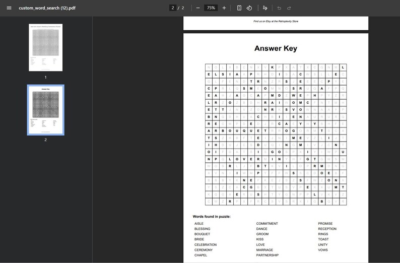 Custom Word Search Puzzle | Personalized Gift | Digital Download ...